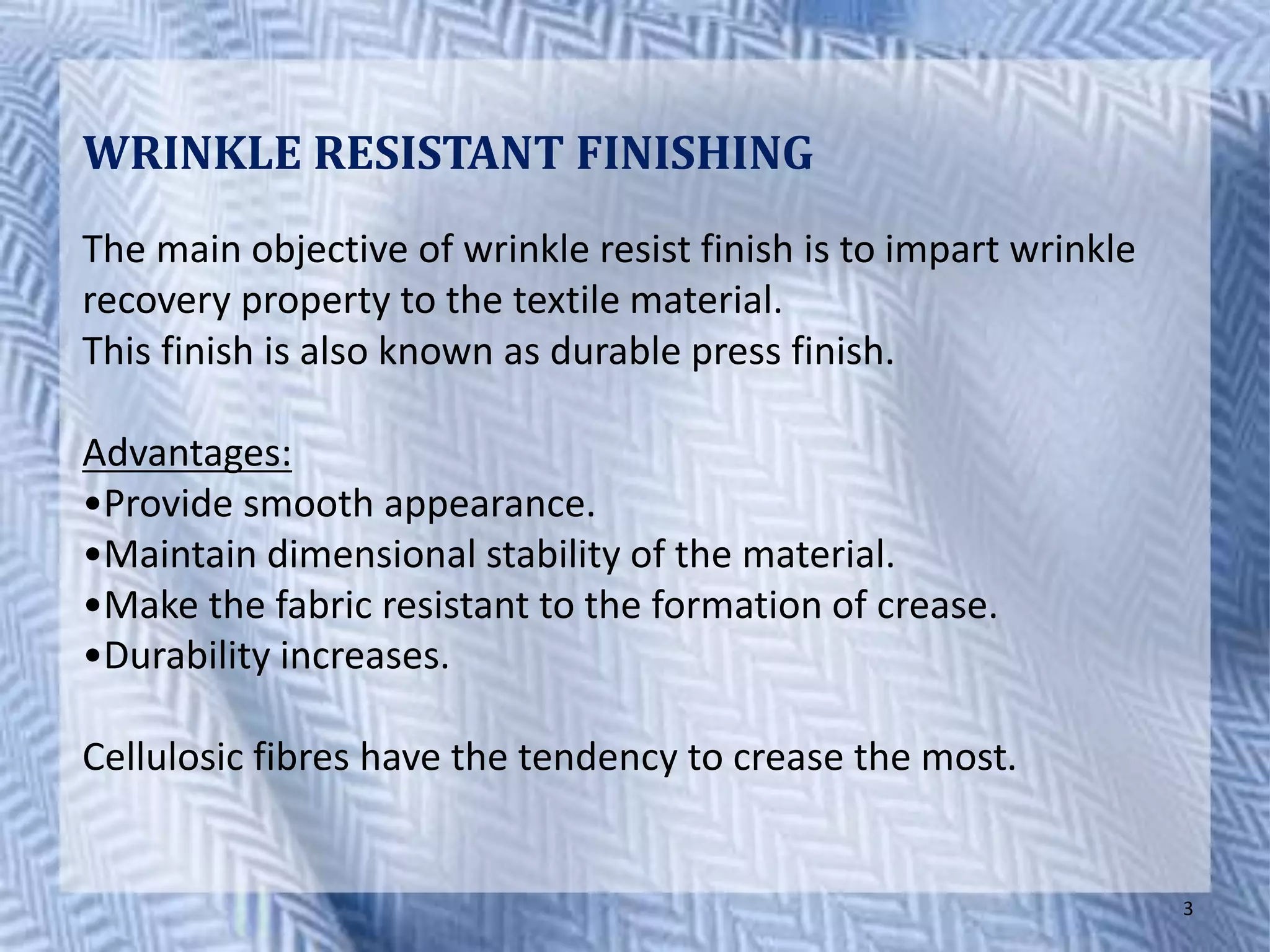 Wrinkle resist finish | PPTX