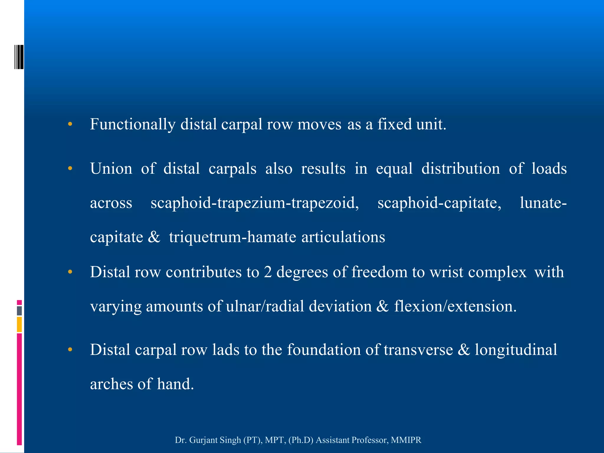 Biomechanics of Wrist and Hand Complex- Dr Gurjant Singh (PT) | PPTX