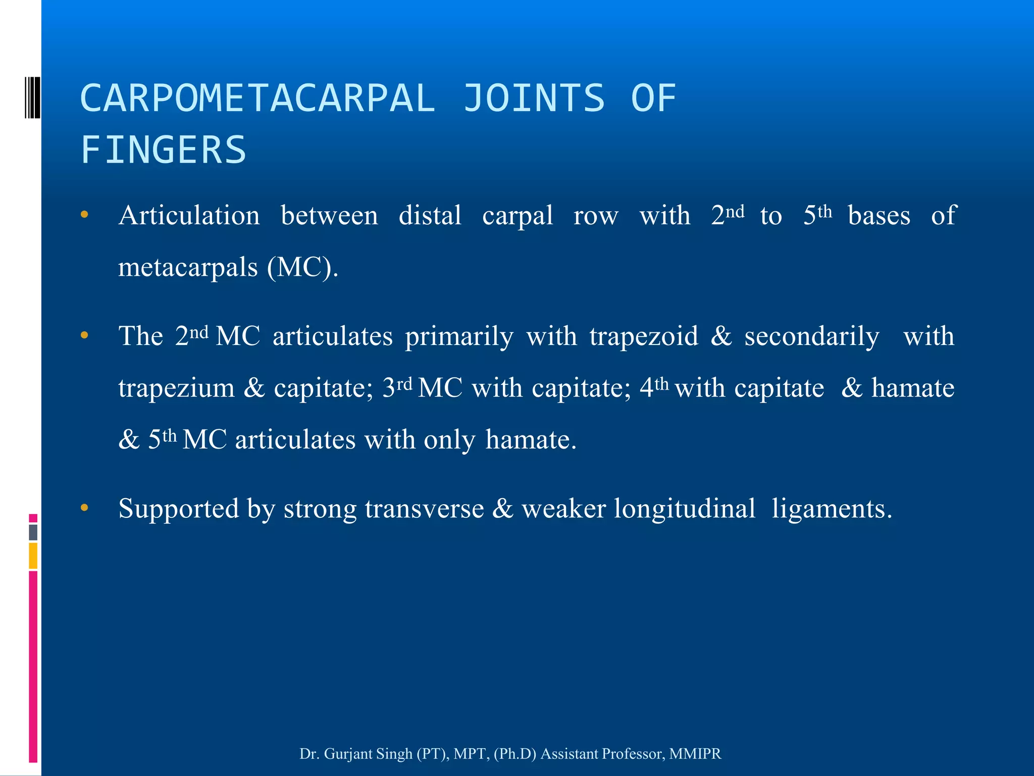 Biomechanics of Wrist and Hand Complex- Dr Gurjant Singh (PT) | PPTX