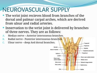 Wrist Joint: Anatomy, BioMechinics, Presentation. | PPTX