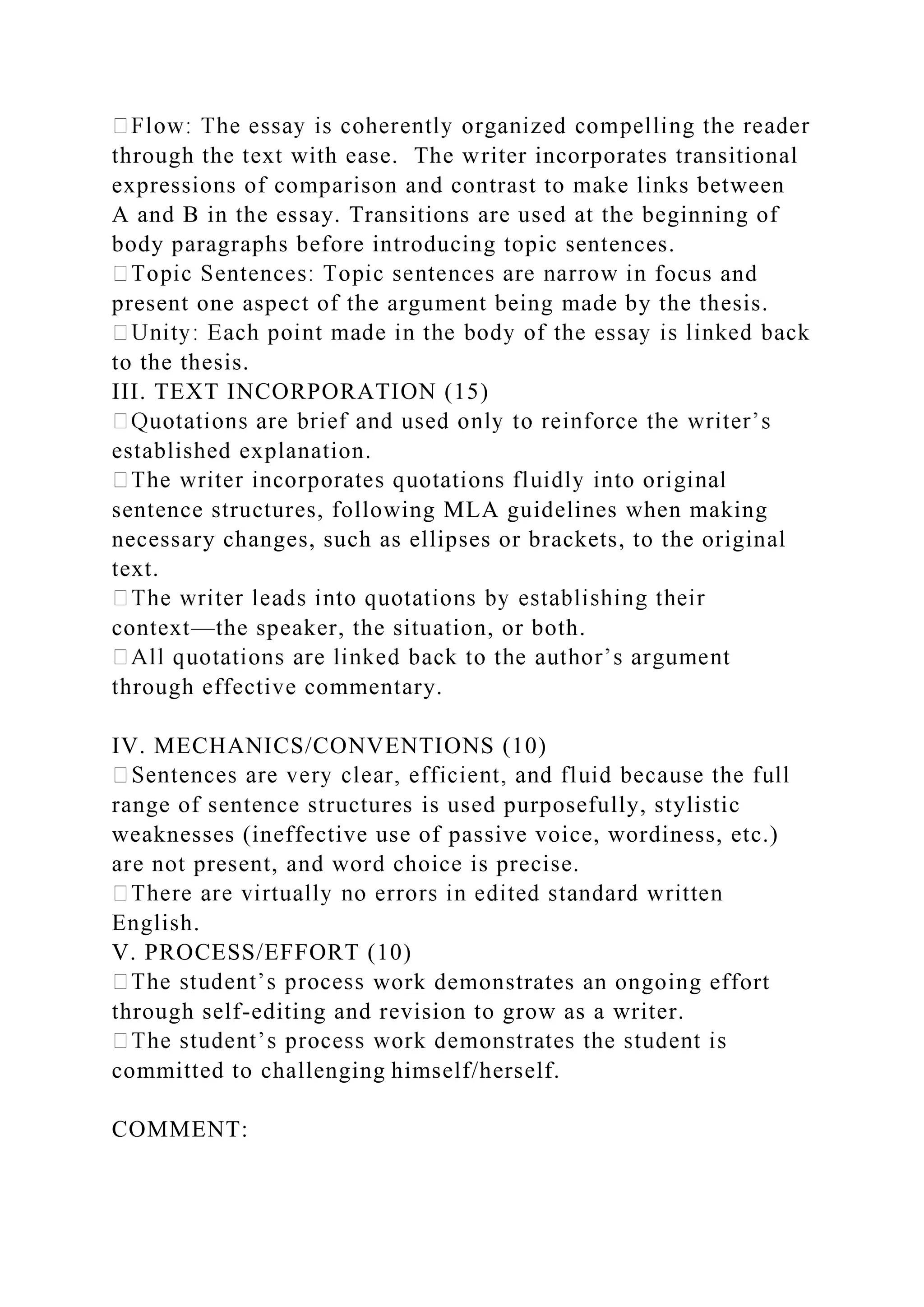 WRIT 1301 W University Writing (Section 175)Essay Rubric (Paper.docx