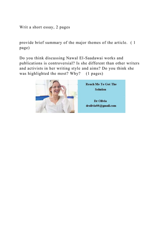 Writ a short essay, 2 pages provide brief summary of the major.docx