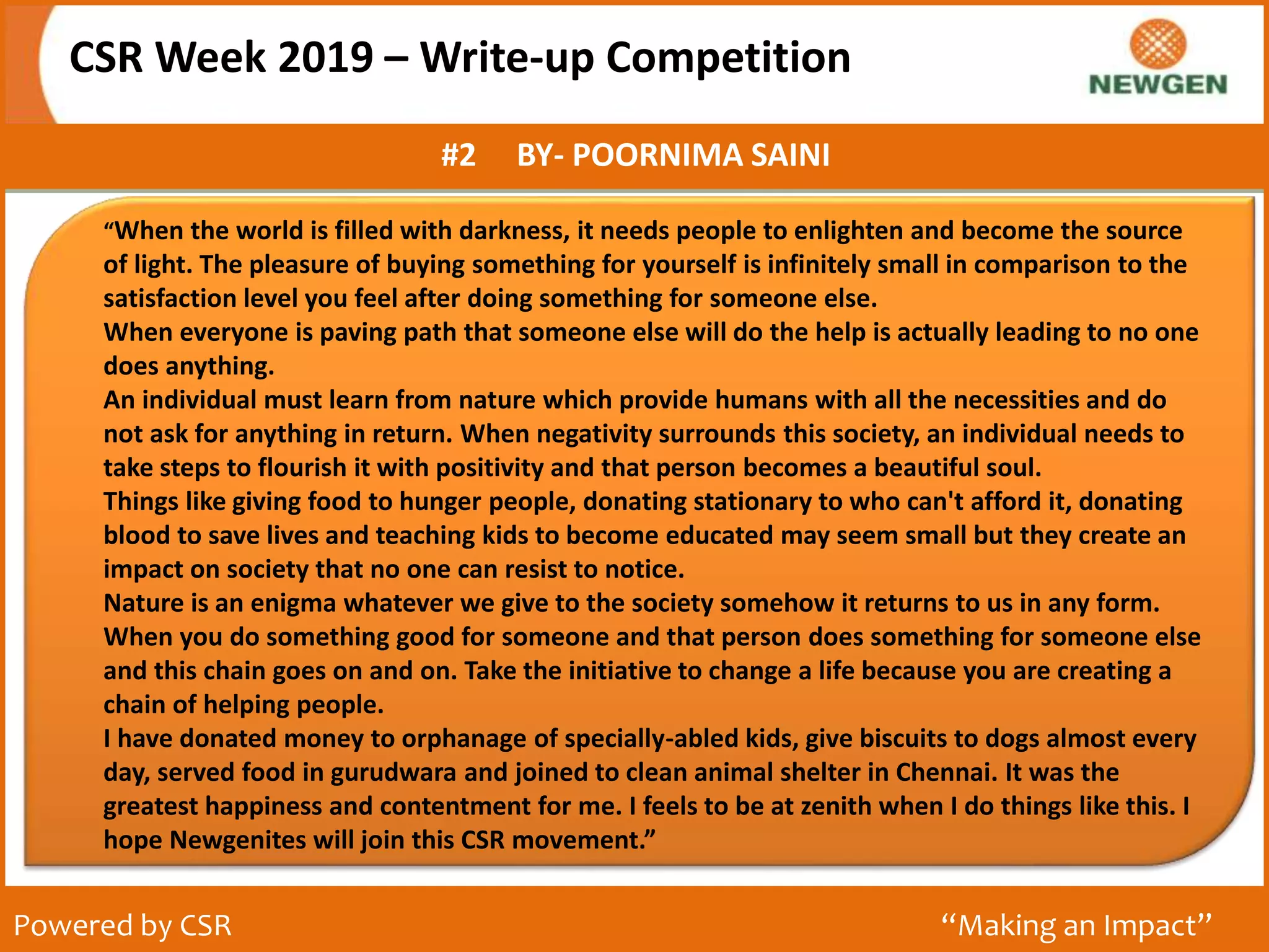 CSR Week: Write up competition | PPT