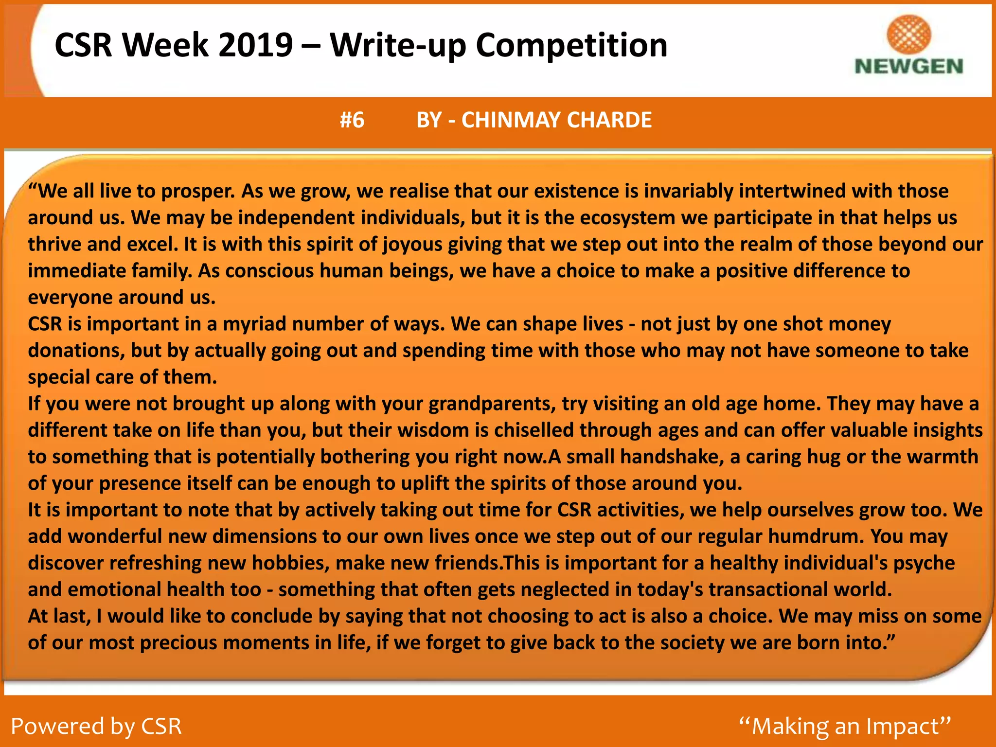 CSR Week: Write up competition | PPT