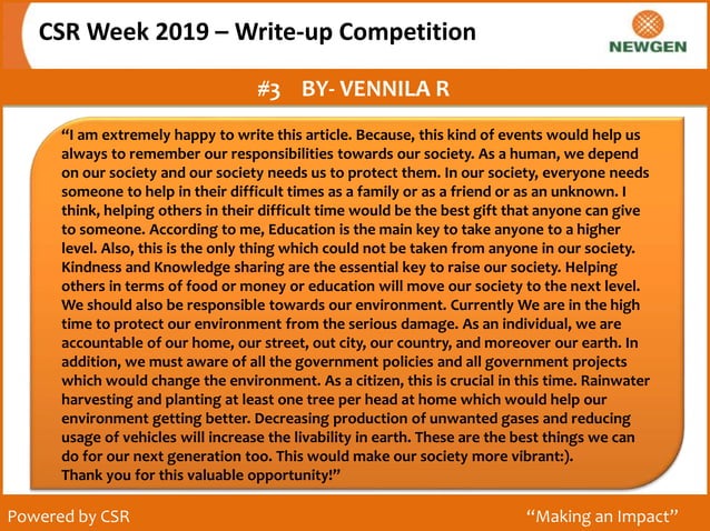 CSR Week: Write up competition | PPT