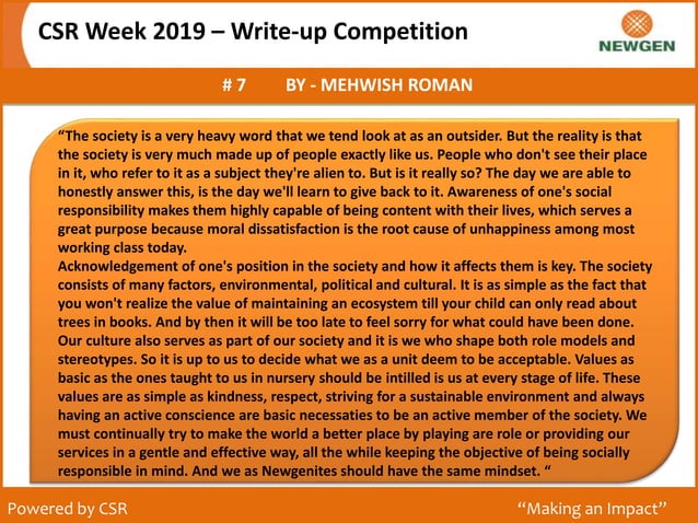 CSR Week: Write up competition | PPT