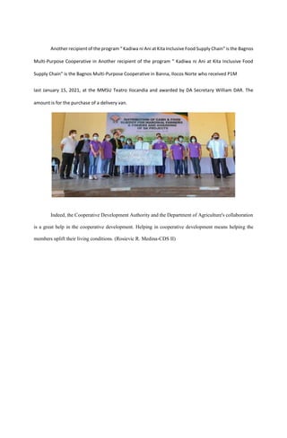 DA Grants Assistance to Cooperatives in Ilocos Norte under the Program “Kadiwa ni Ani at Kita ...