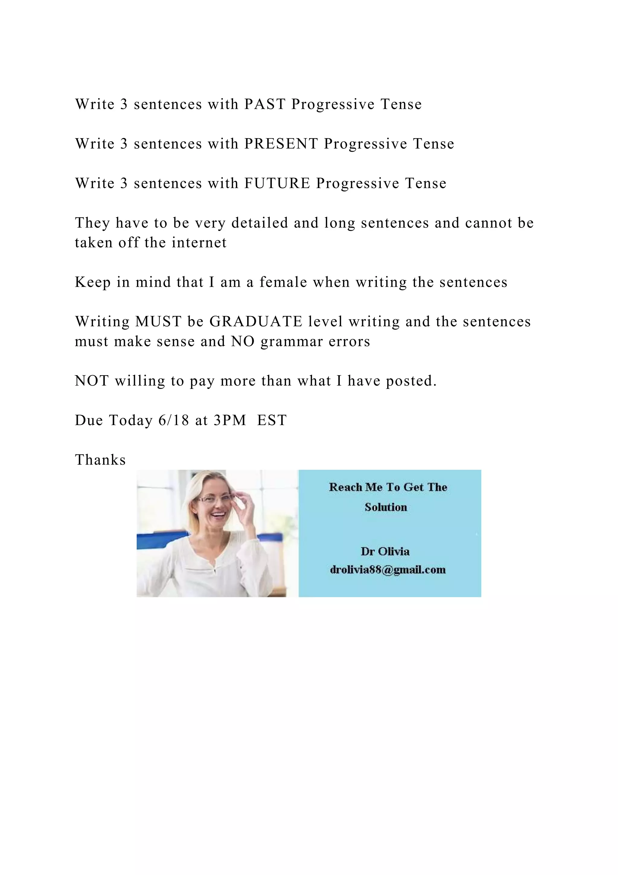 Write 3 sentences with PAST Progressive TenseWrite 3 sentences w.docx
