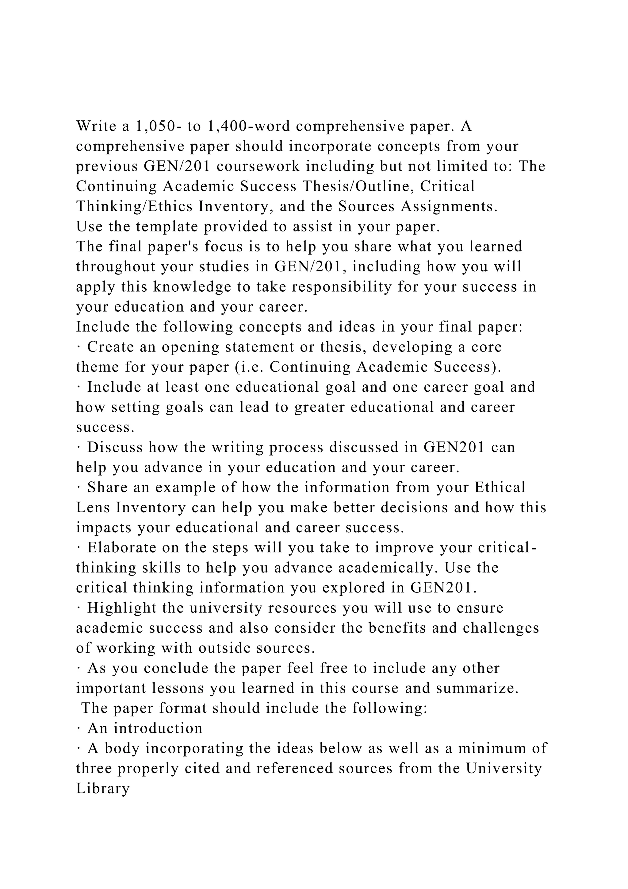 Write a 1,050- to 1,400-word comprehensive paper. A comprehensive .docx