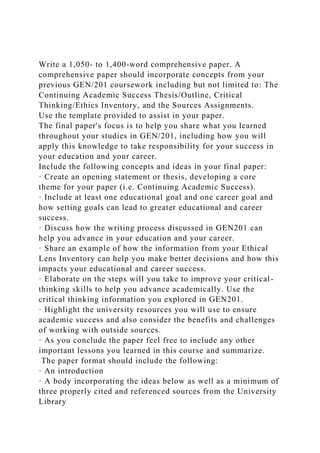 Write a 1,050- to 1,400-word comprehensive paper. A comprehensive .docx