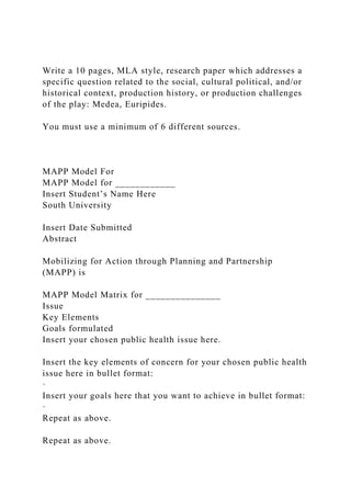 Write a 10 pages, MLA style, research paper which addresses a spec.docx