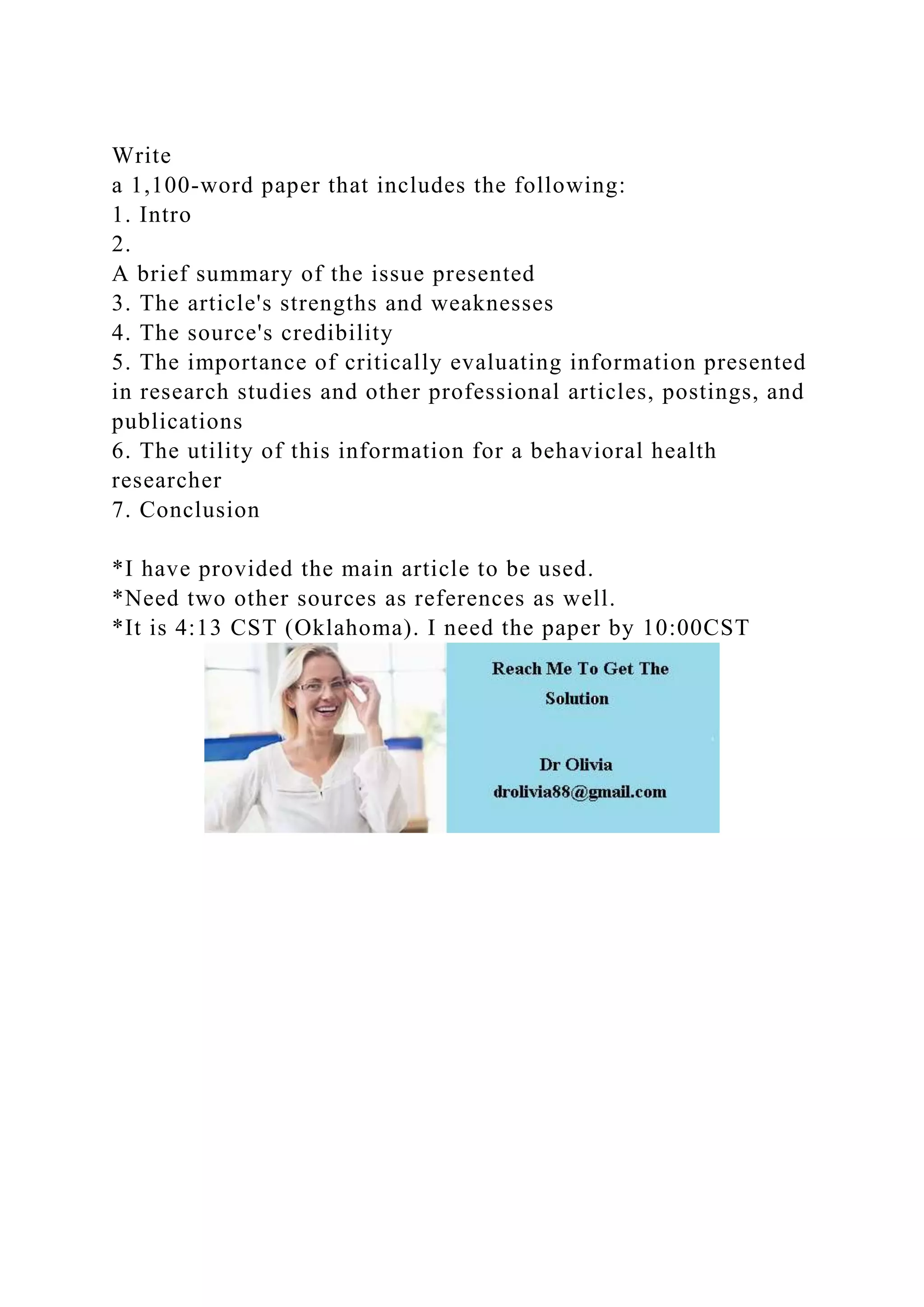 Write a 1,100-word paper that includes the following1. Intro2.docx