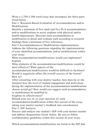 Write a 1,250-1,500 word essay that encompass the three parts listed.docx