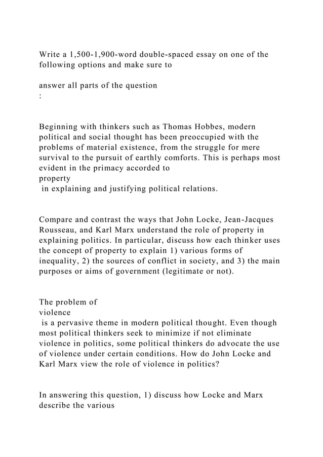 Write a 1,500-1,900-word double-spaced essay on one of the following.docx