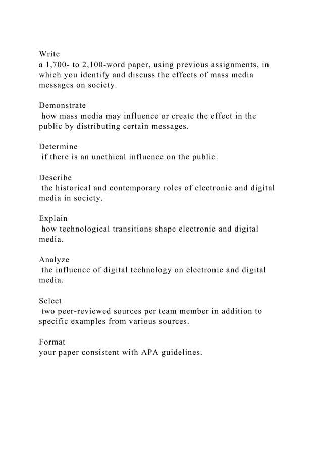 Write a 1,700- to 2,100-word paper, using previous assignments, in.docx | Business | Business ...