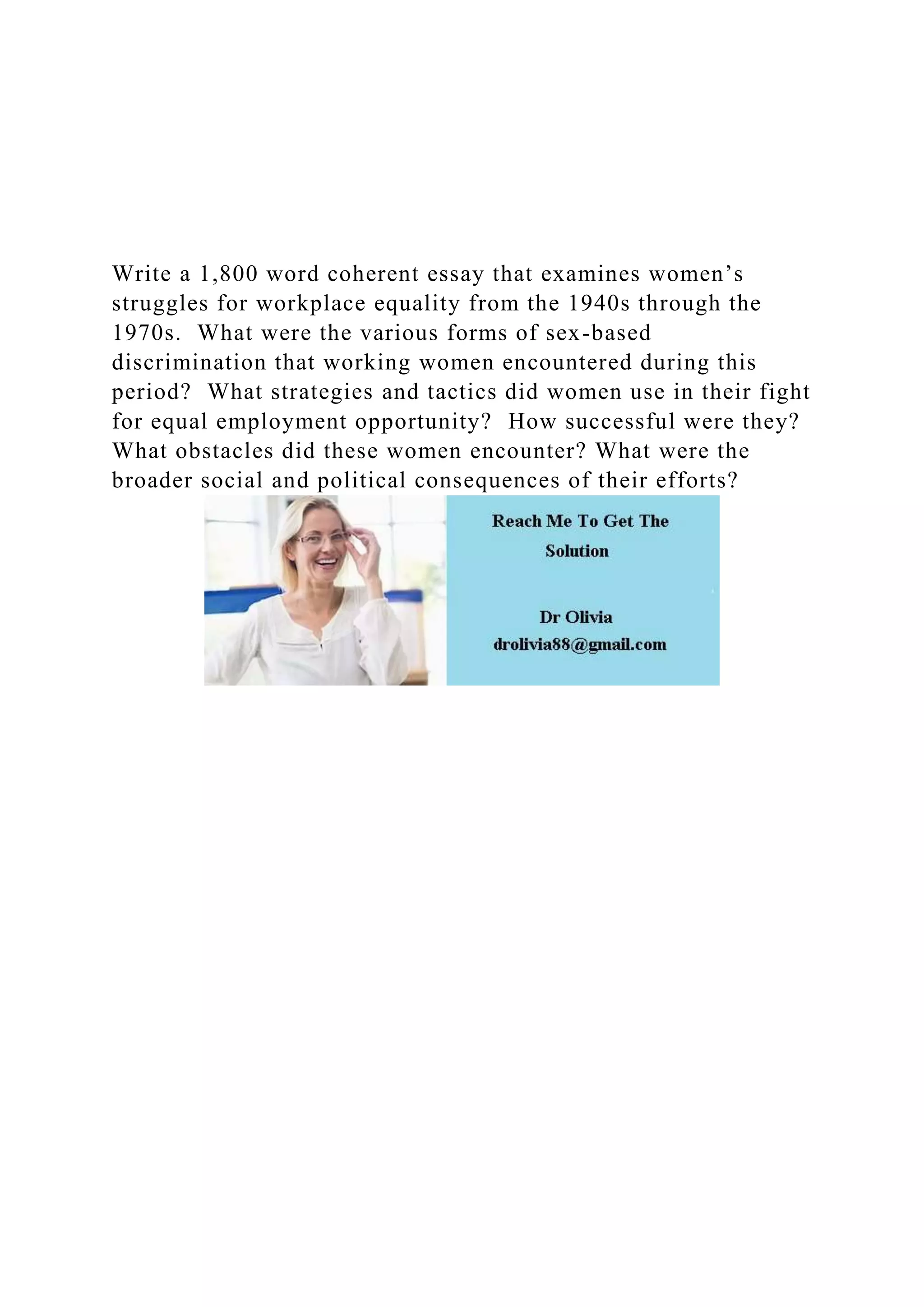 Write a 1,800 word coherent essay that examines women’s stru.docx