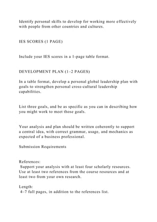Write a 2-4 page analysis of IES domains and assessment frameworks i ...