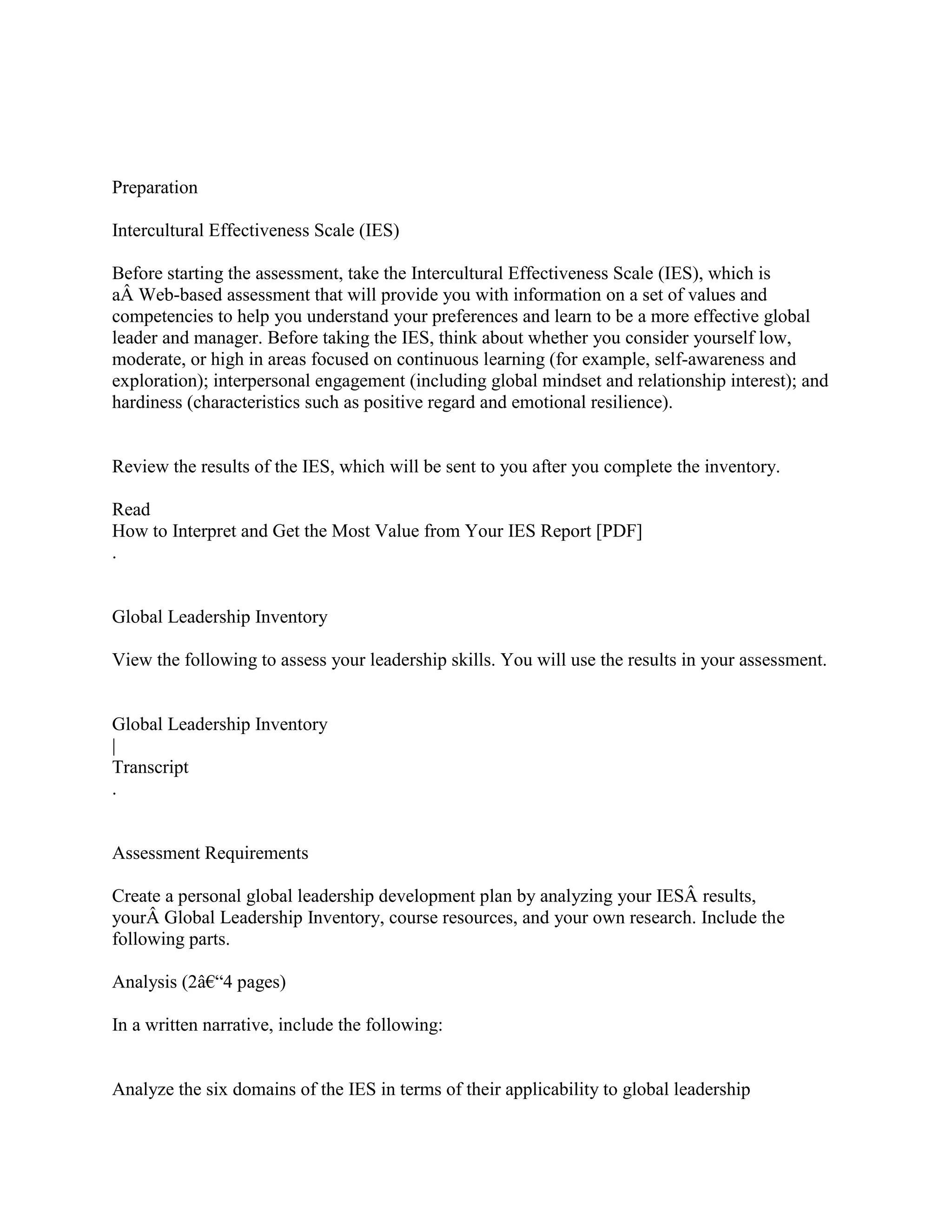 Write a 2-4 page analysis of IES domains and assessment frameworks in.docx
