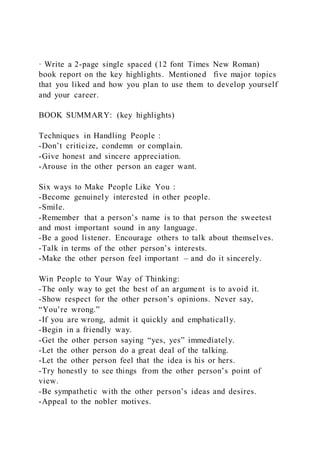 · Write a 2-page single spaced (12 font Times New Roman) book repo | PDF