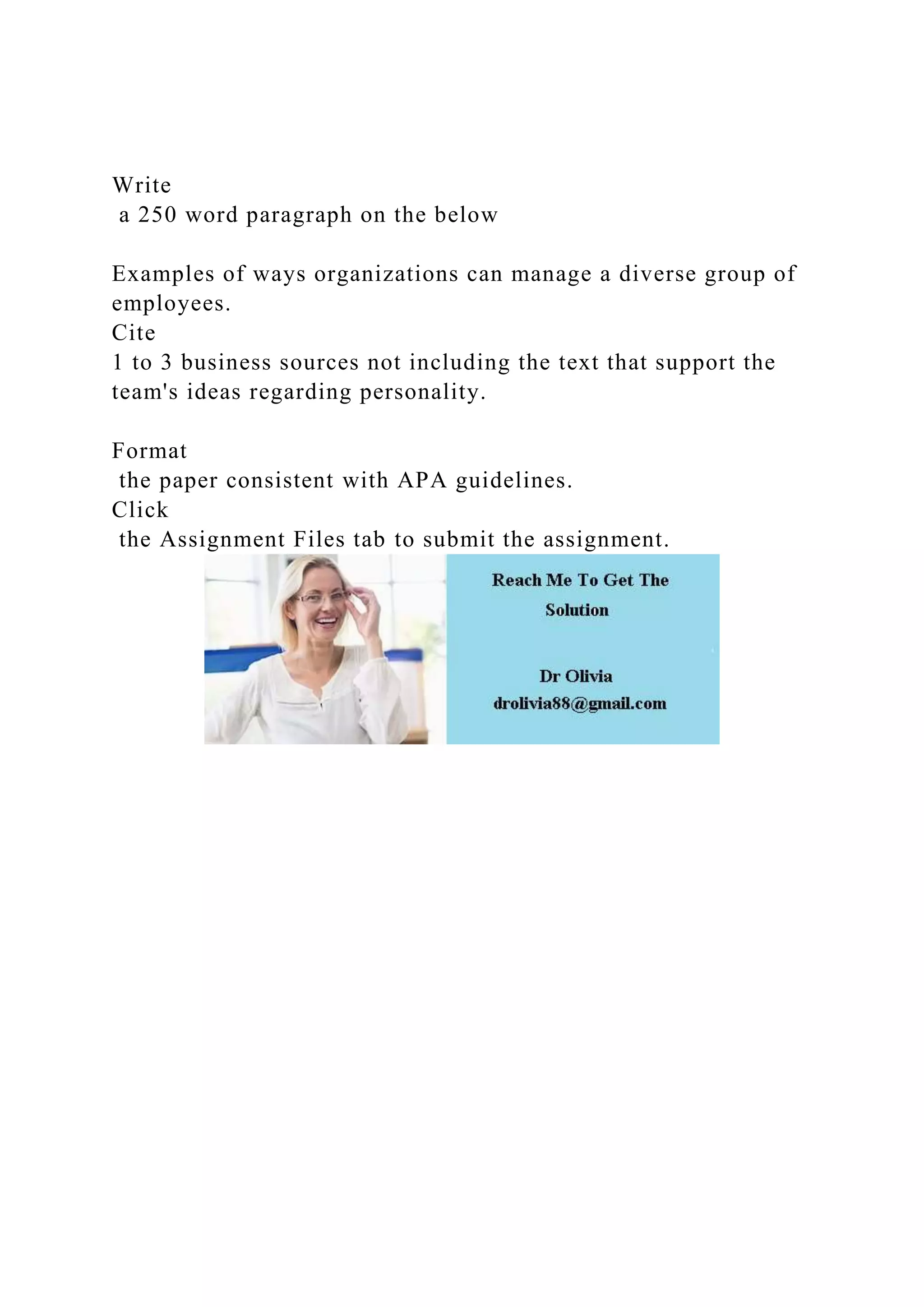 Write a 250 word paragraph on the below Examples of ways org.docx