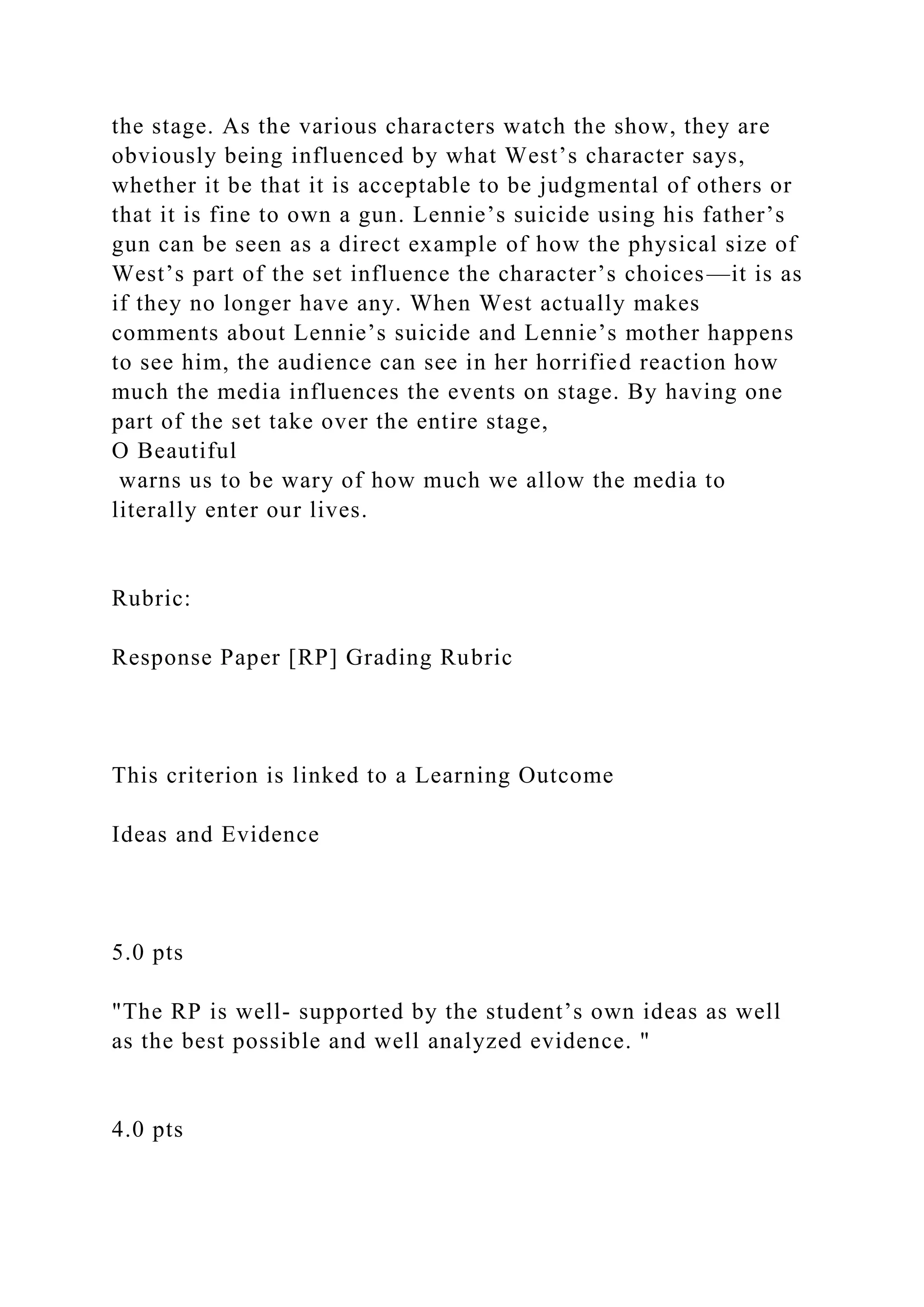 Write a 2 paragraph response paper for history of theatre class,.docx