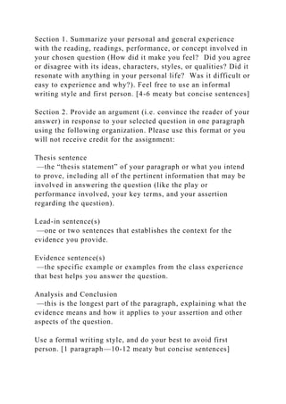 Write a 2 paragraph response paper for history of theatre class,.docx