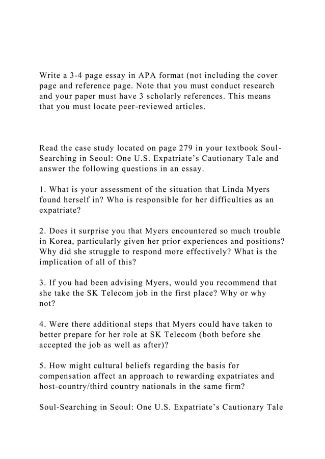 Write a 3-4 page essay in APA format (not including the cover pa.docx