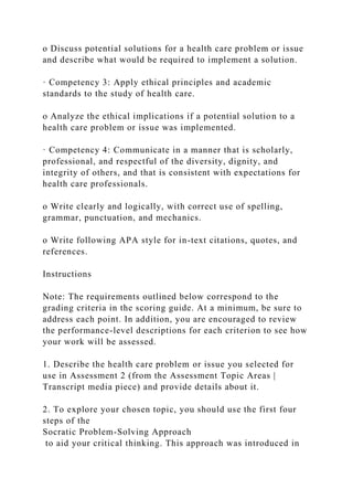 Write a 4-6-page analysis of a current problem or issue in healt.docx