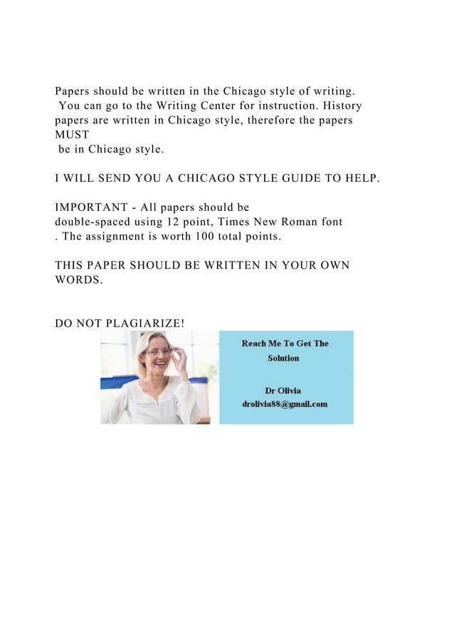 Write a 400-600 word report using Chicago style. I will send you .docx ...