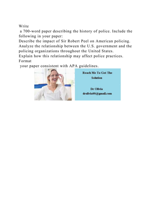 Write a 700-word paper describing the history of police. Include t.docx