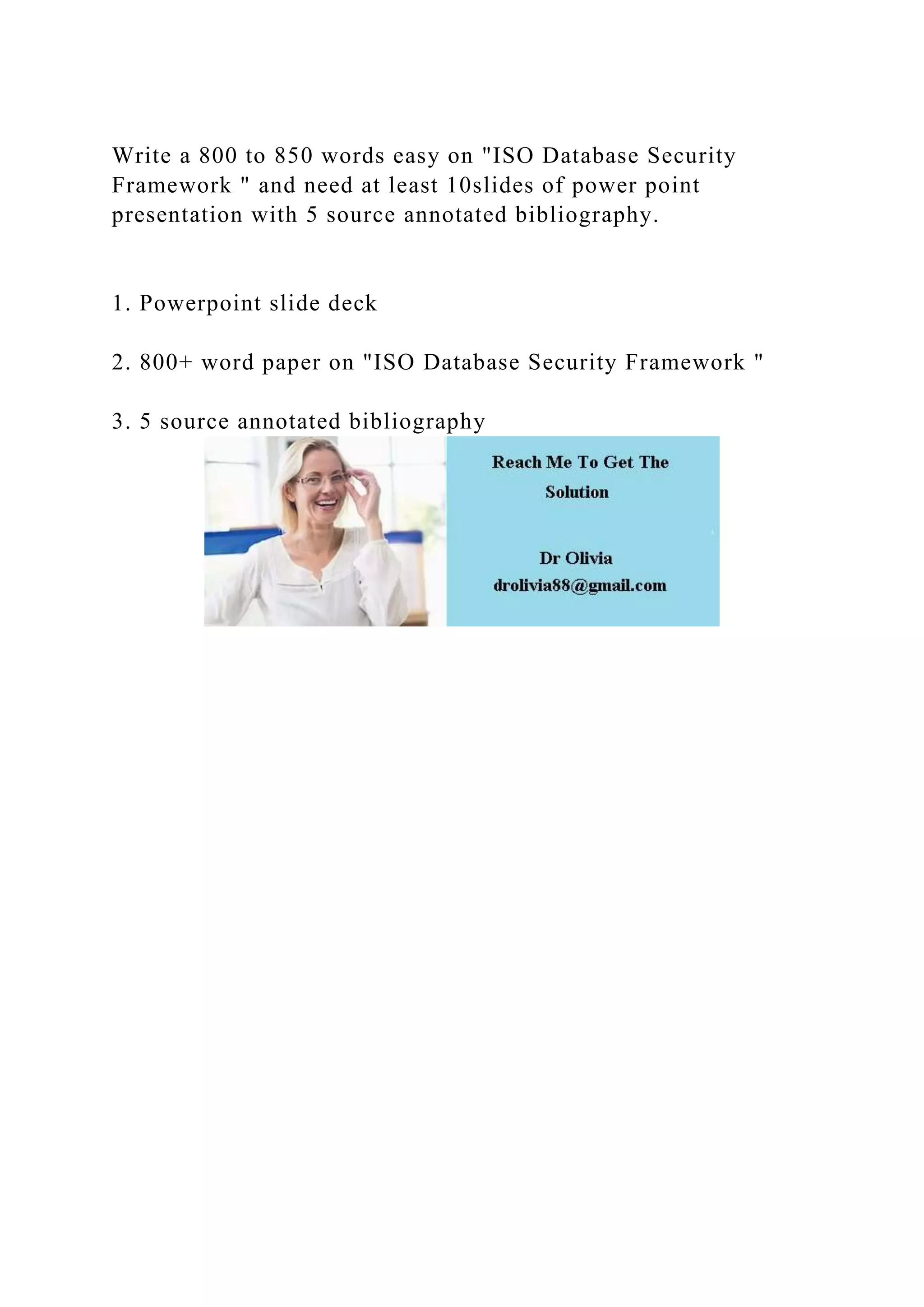 Write a 800 to 850 words easy on ISO Database Security Framework .docx