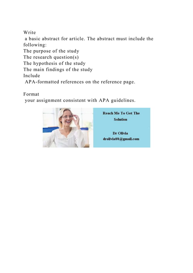 Write a basic abstract for article. The abstract must include the .docx