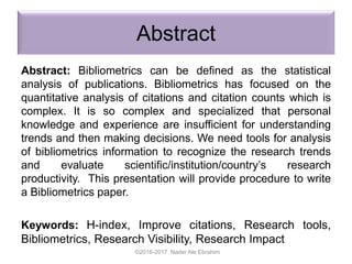 Procedure to write a Bibliometrics paper | PDF