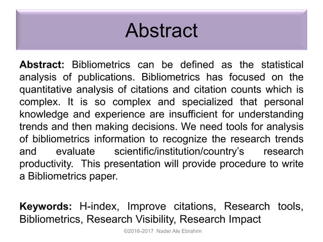 Procedure to write a Bibliometrics paper | PPT