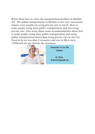 Write about how to solve the transportation problem in Buffalo NY..docx