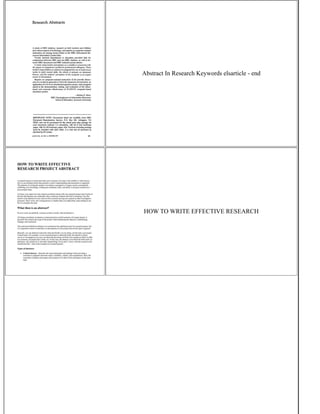 Write Abstract For Research Paper | PDF
