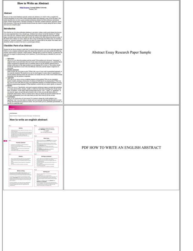 Write Abstract For Research Paper | PDF