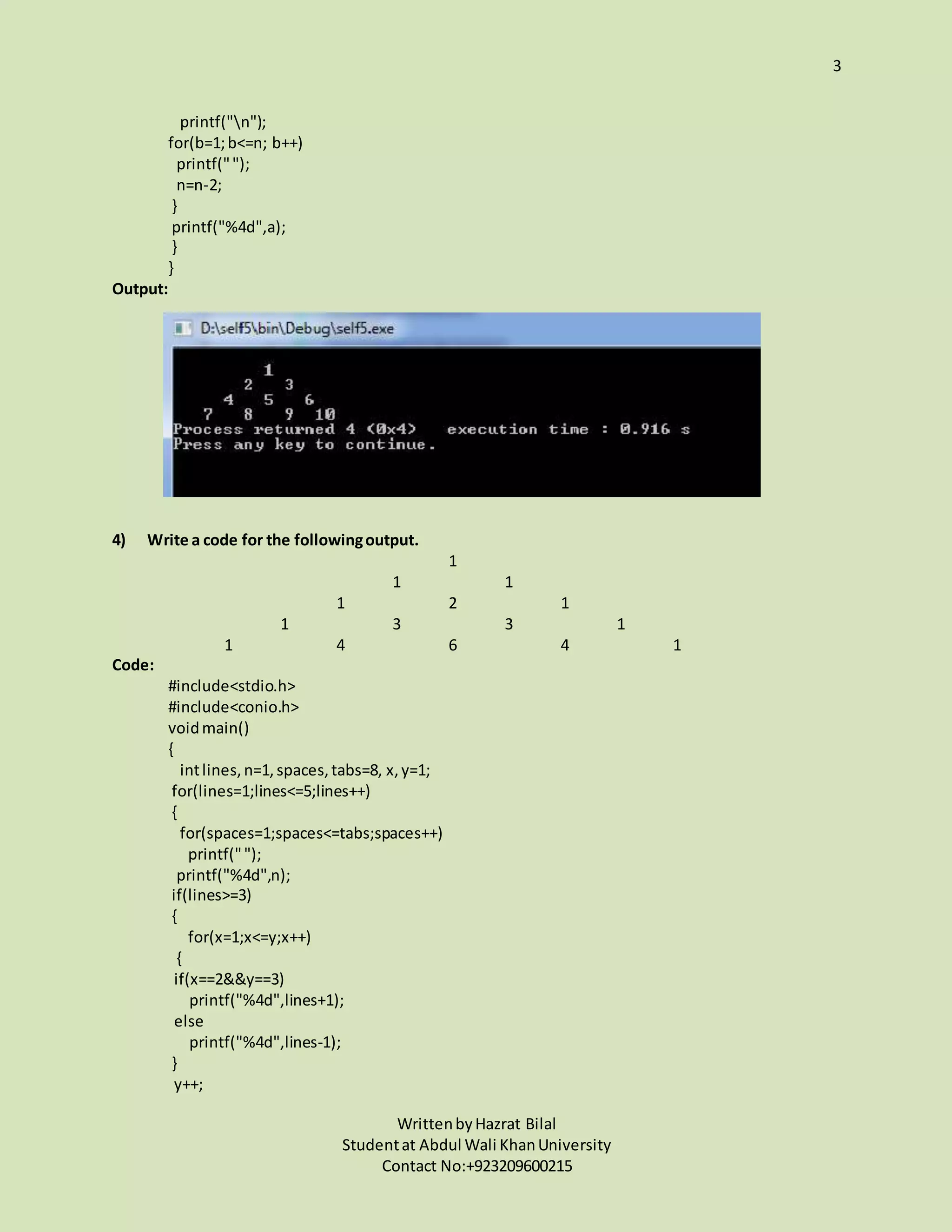 Printing different pyramid patterns of numbers,alphabets and stars ...