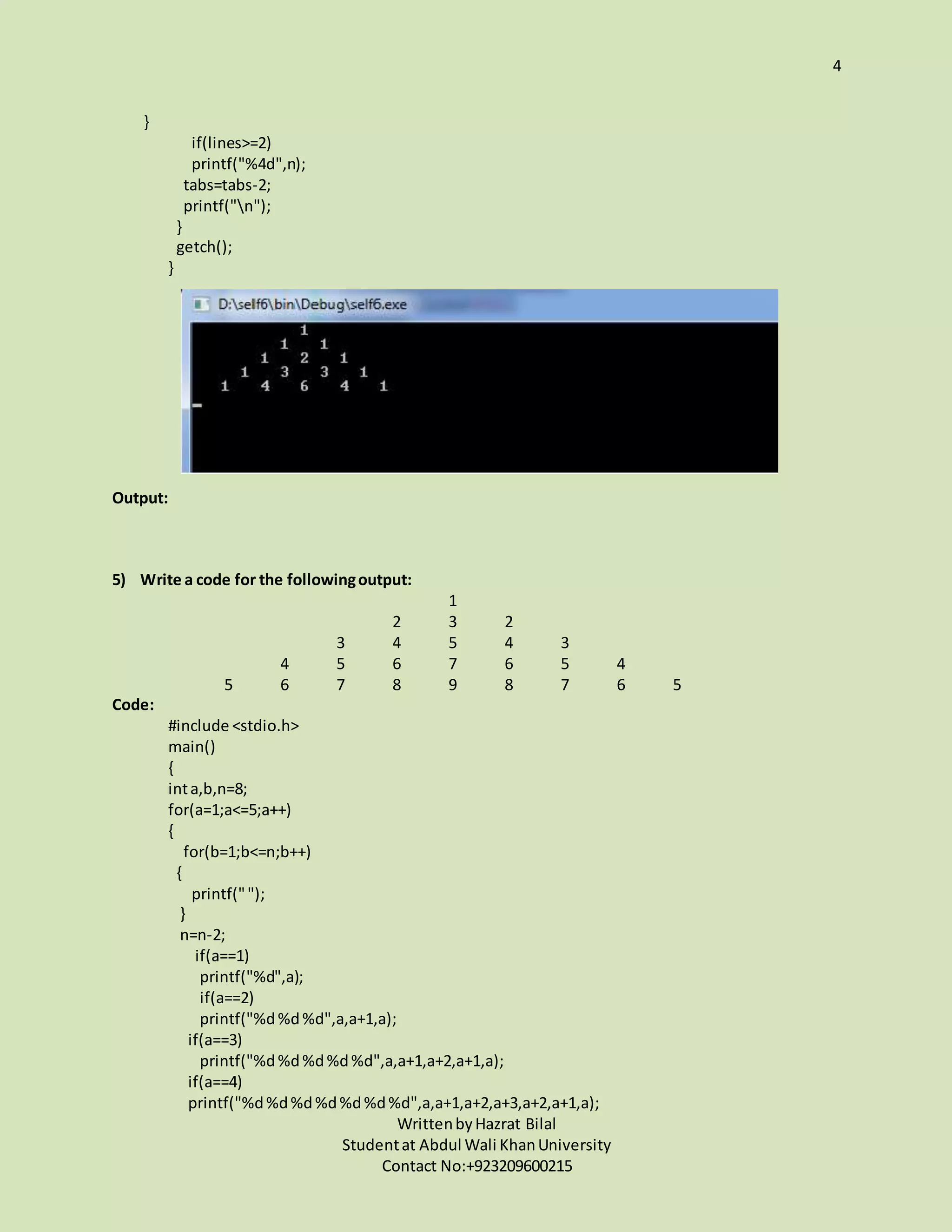 Printing different pyramid patterns of numbers,alphabets and stars ...