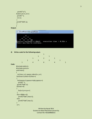 Printing different pyramid patterns of numbers,alphabets and stars ...