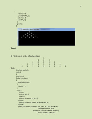 Printing different pyramid patterns of numbers,alphabets and stars ...