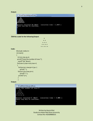 Printing different pyramid patterns of numbers,alphabets and stars ...