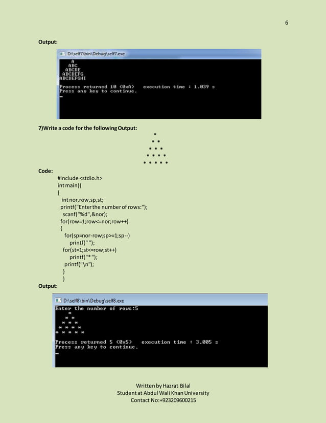 Printing different pyramid patterns of numbers,alphabets and stars ...