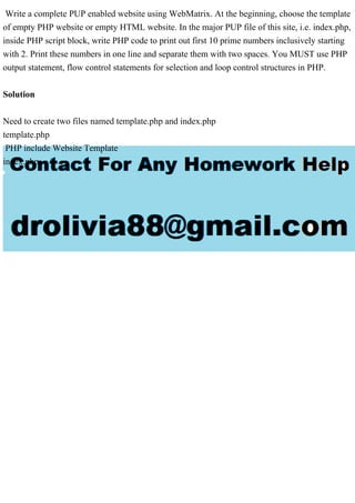 Write a complete PUP enabled website using WebMatrix. At the beginnin.pdf