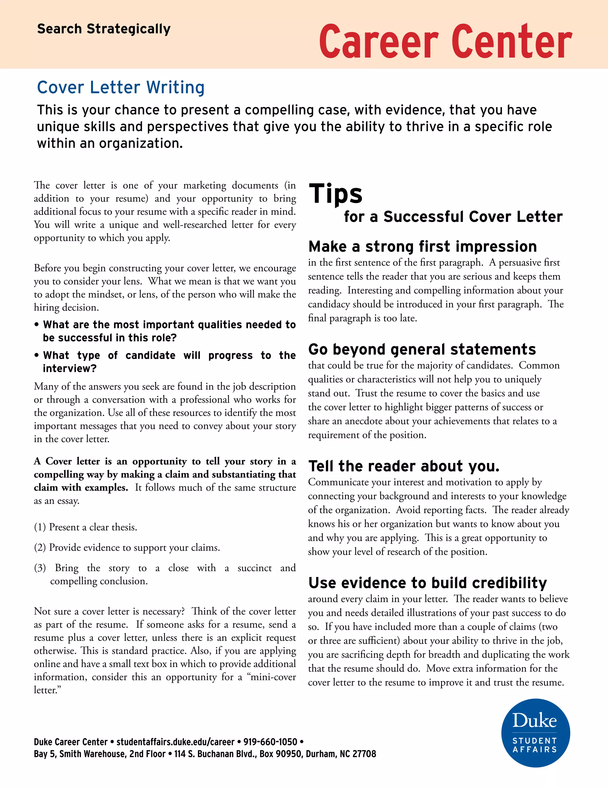 Writing a Cover Letter | PDF
