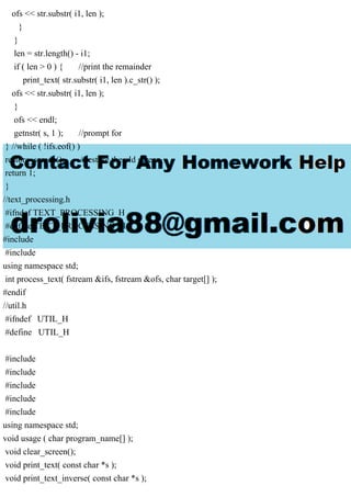 Write a C++ program 1. Study the function process_text() in file.pdf