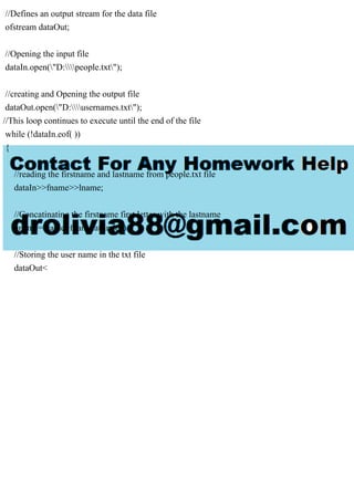 Write a C++ program that reads in a list of first and last names fro.pdf