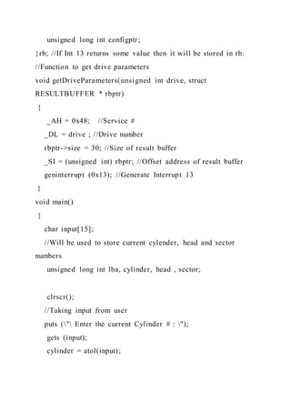 Write a C program that will translate a CHS address into a LBA ad.docx