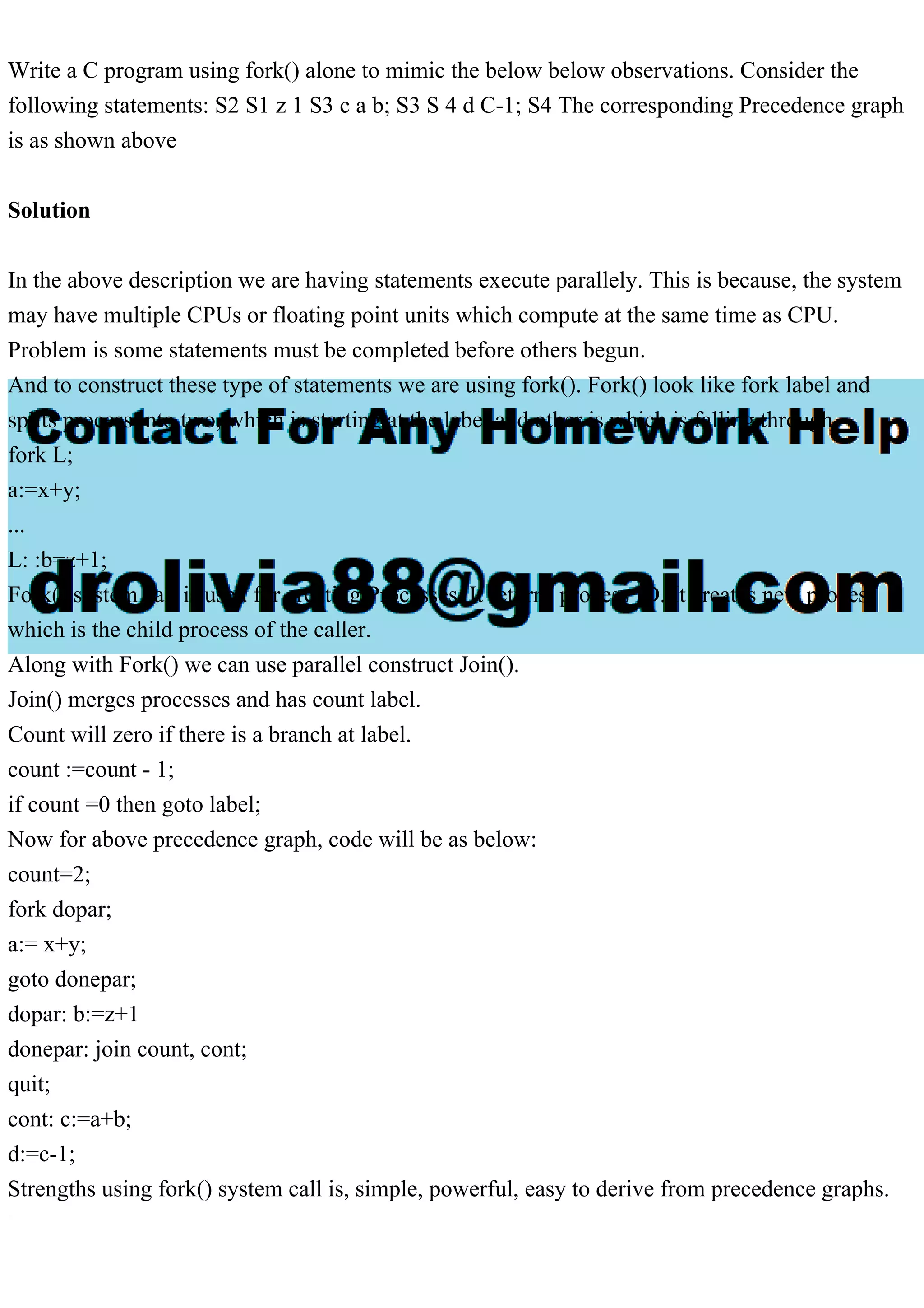Write a C program using fork() alone to mimic the below below observ.pdf
