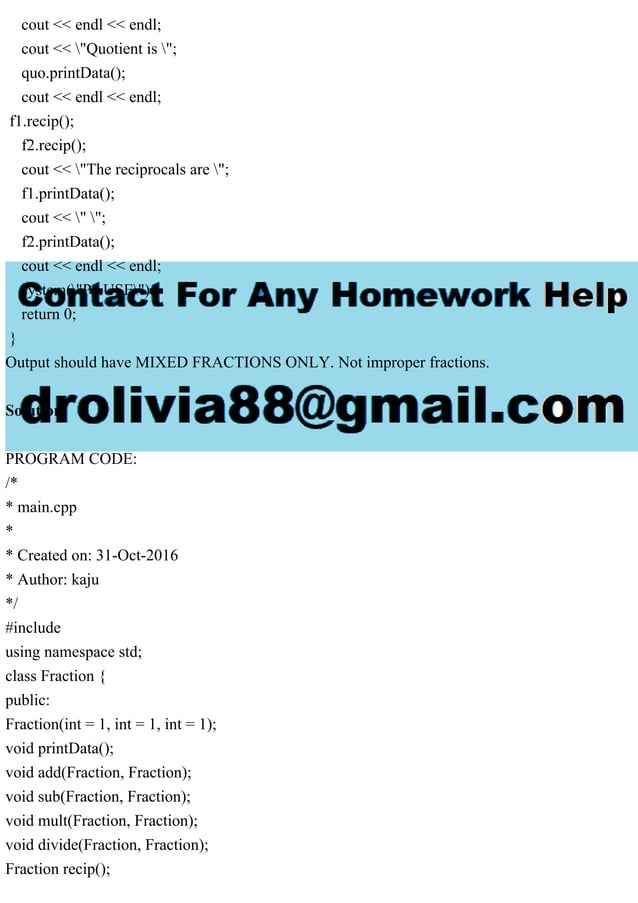 Write a C++ program which create a class for working with mixed frac.pdf | Programming Languages ...